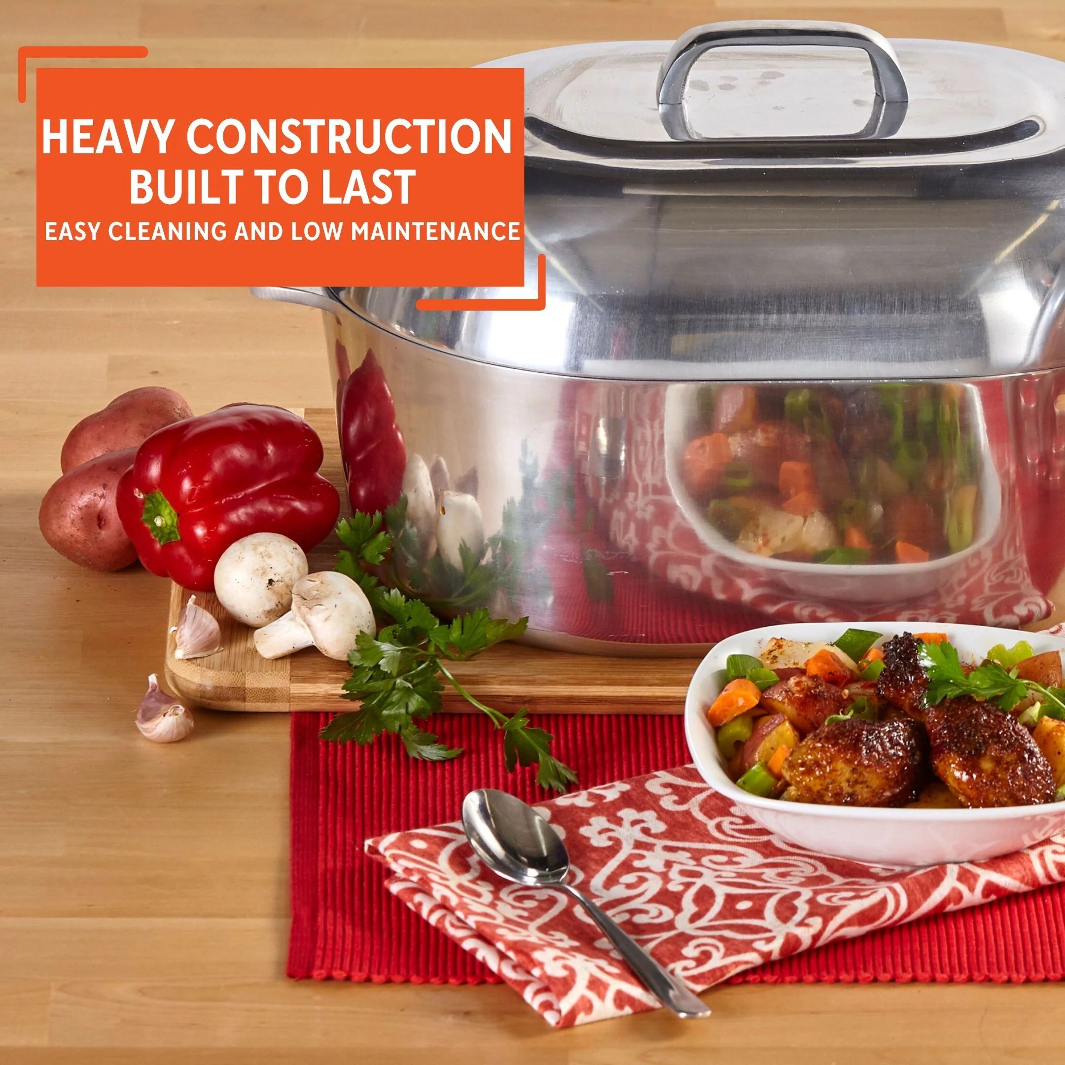Imusa 15 inch Cajun Oval Heavy Duty Cast Aluminum Roaster Pan with Lid ...