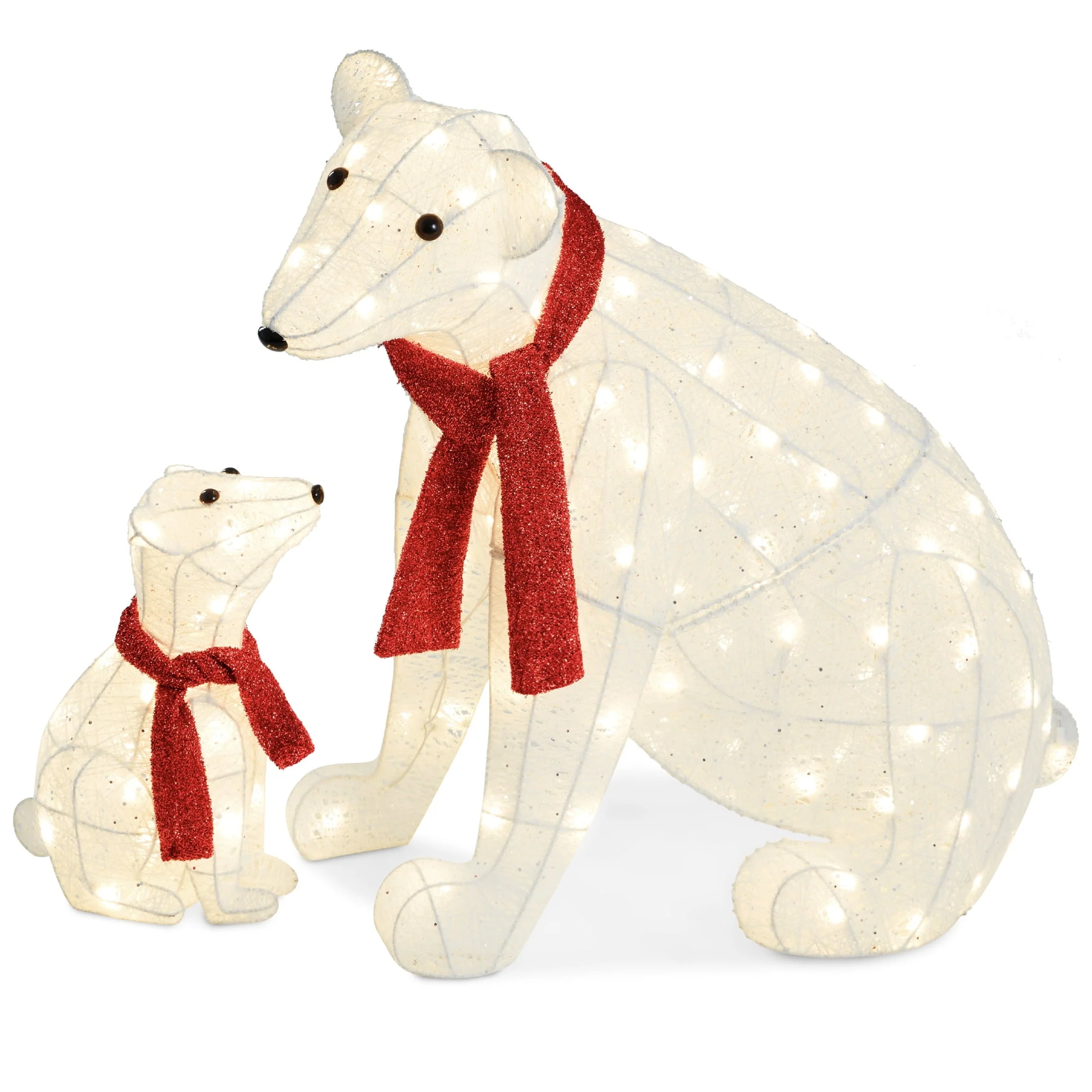 Best Choice Products Large Lighted Polar Bear Family w/ 145 Pre-Strung ...